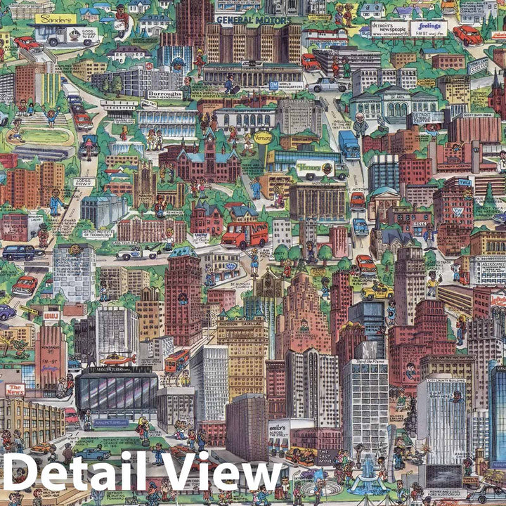 Historic Map : Detroit. City design Print. Produced and Published by A ...