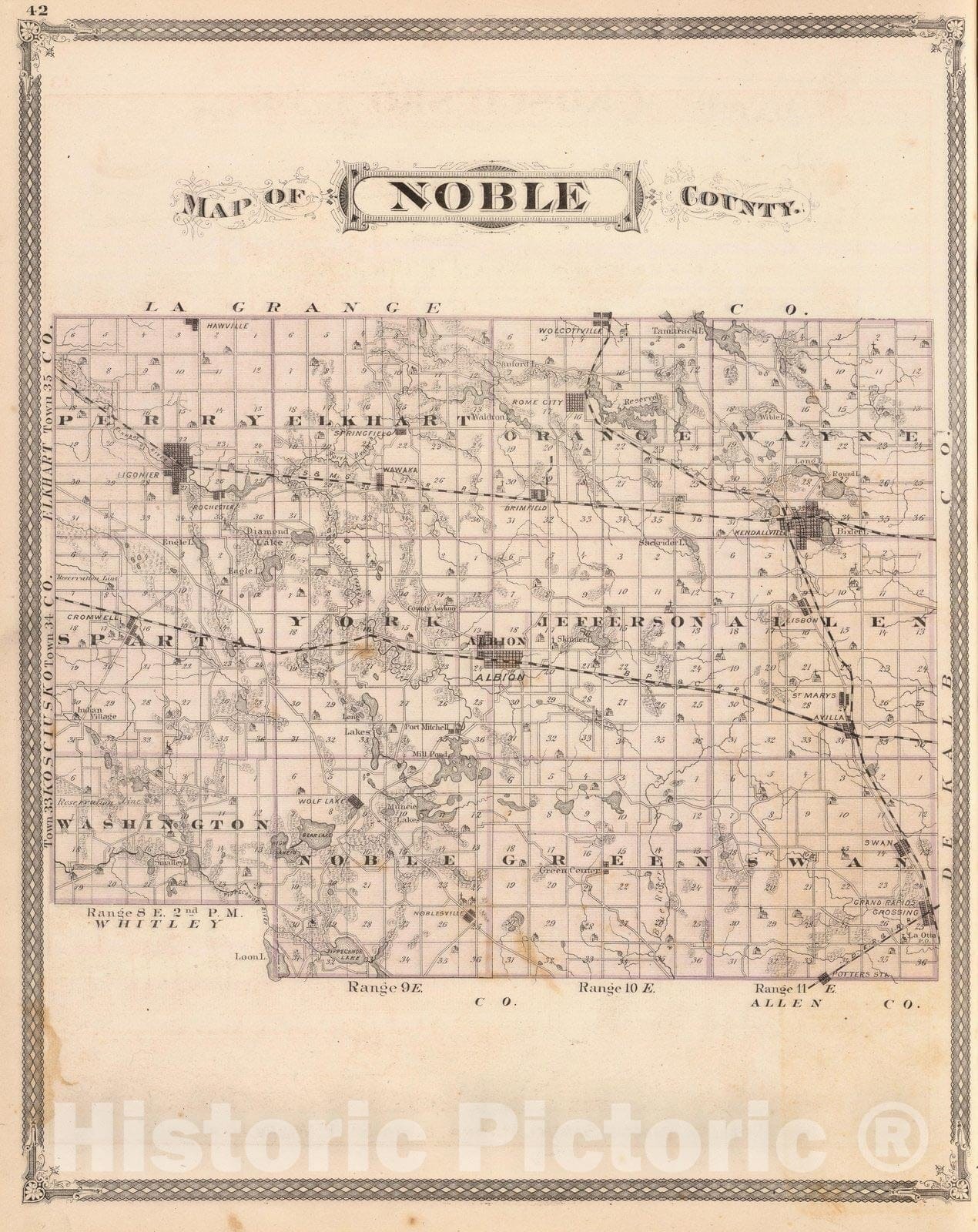 Historic Map : Map of Noble County, 1876 - Vintage Wall Art – Historic ...