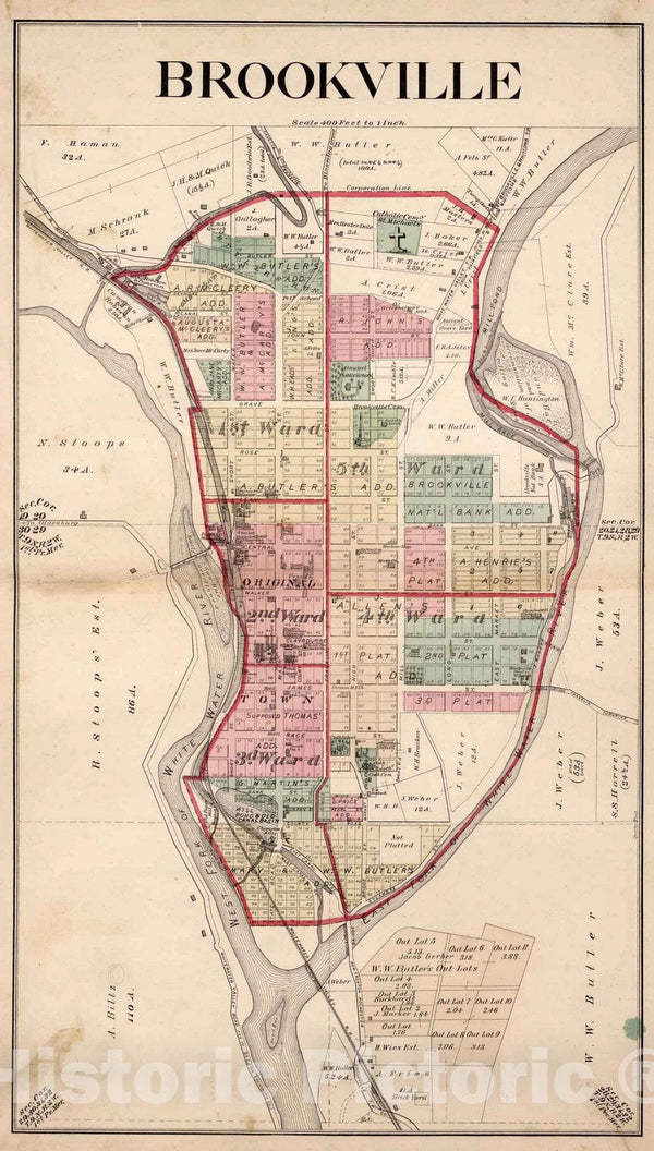 Brookville Indiana Property Map 1882 Historical Print – Historic Pictoric