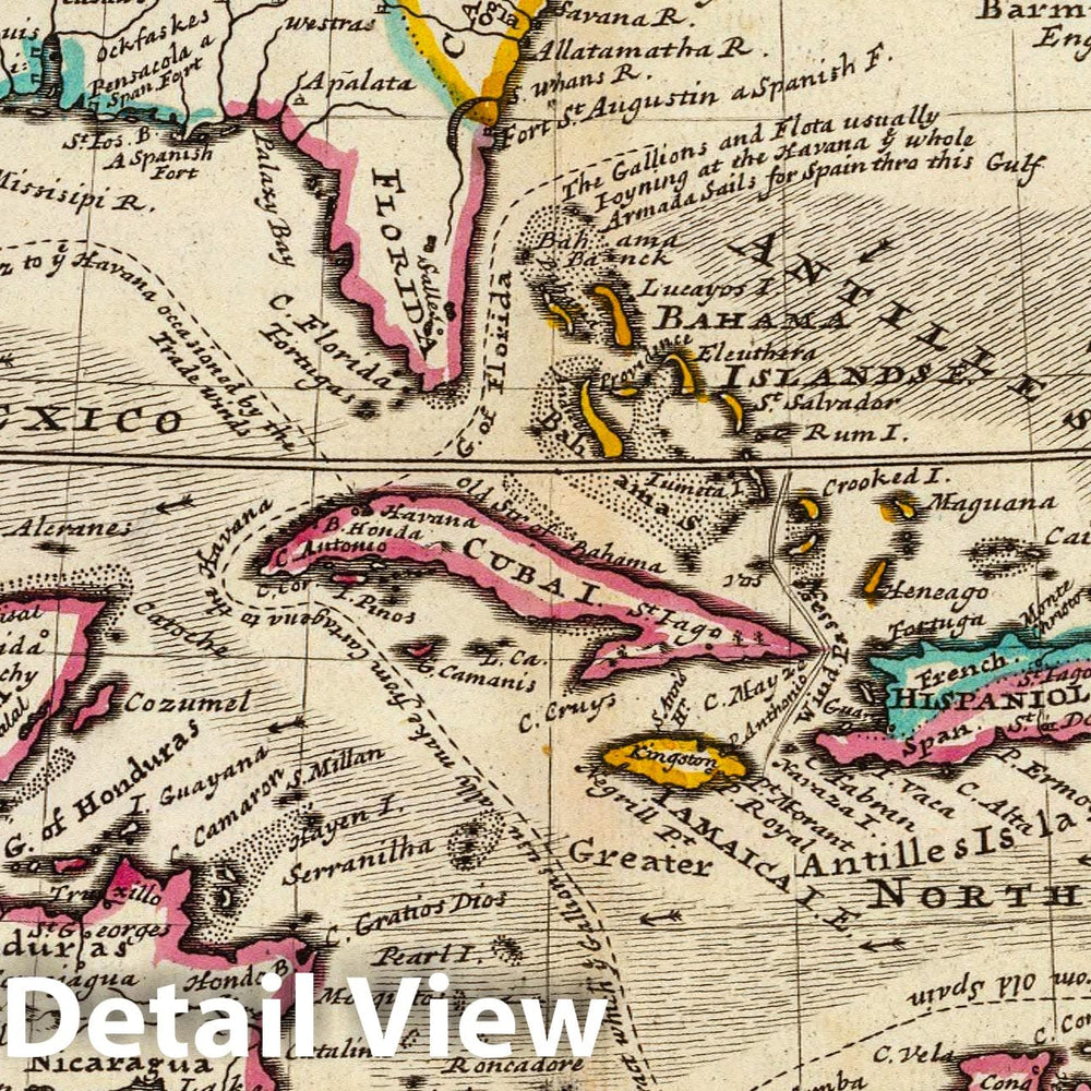Historic Map : Map of the West-Indies, Mexico or New Spain, 1736 - Vin ...