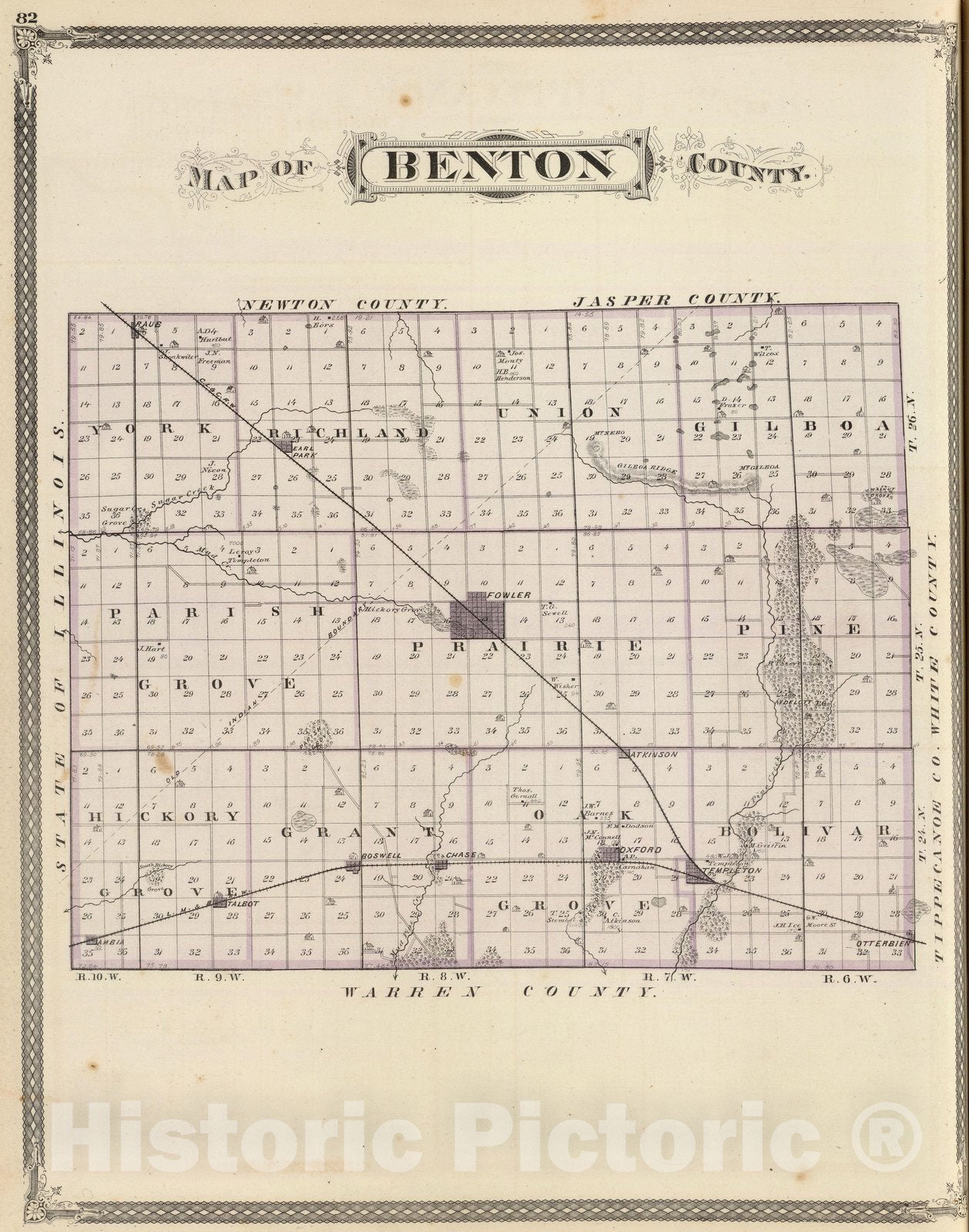 Historic Map : Map of Benton County, 1876 - Vintage Wall Art - Historic ...