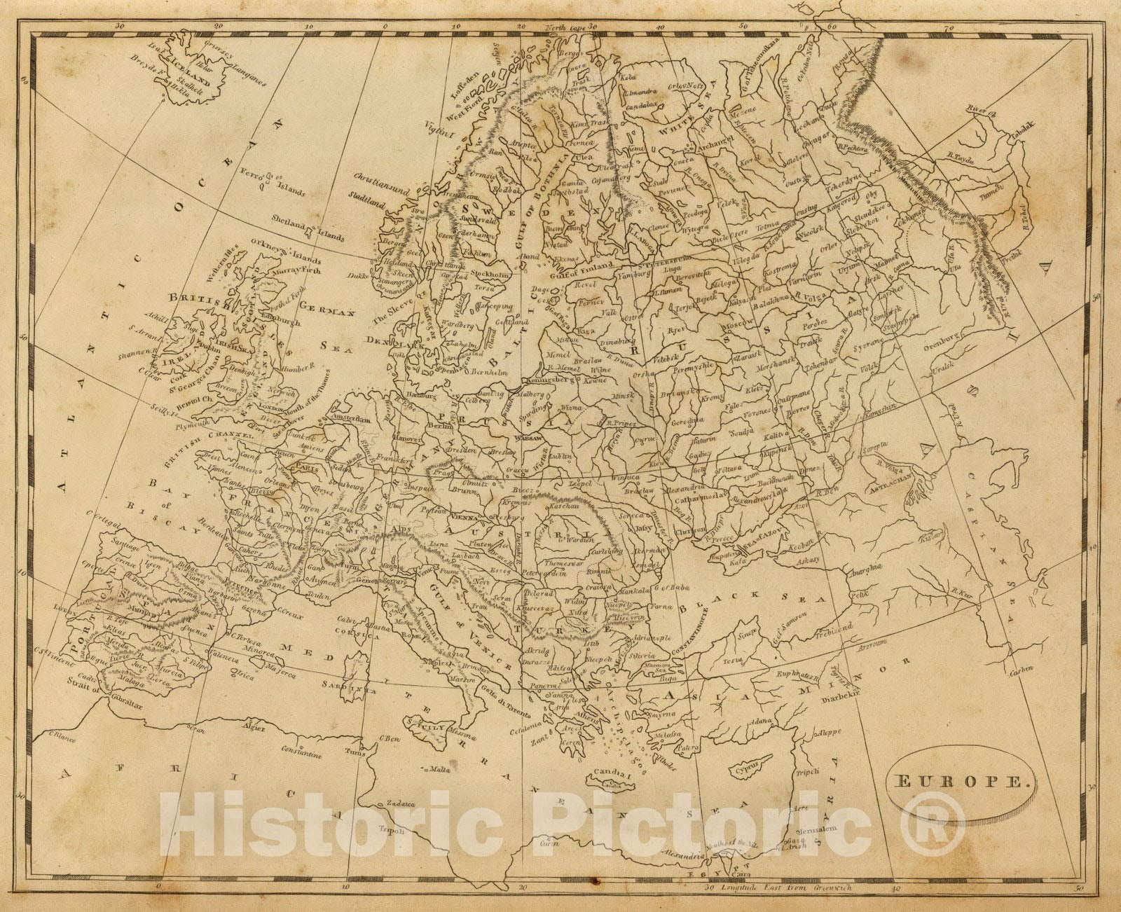 Historic Map : World Atlas Map, Europe. 1812 v2 - Historic Pictoric