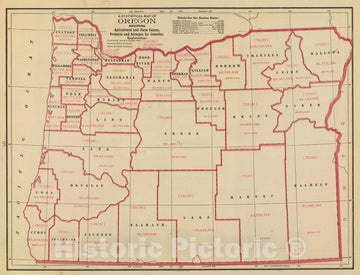 Historic Map : State Atlas Map, Oregon agric, farm values, products, a ...