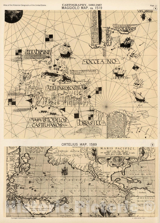 Historic Map : Plate 11. Facsimile Cartography 1492-1867. Magiolo Map ...