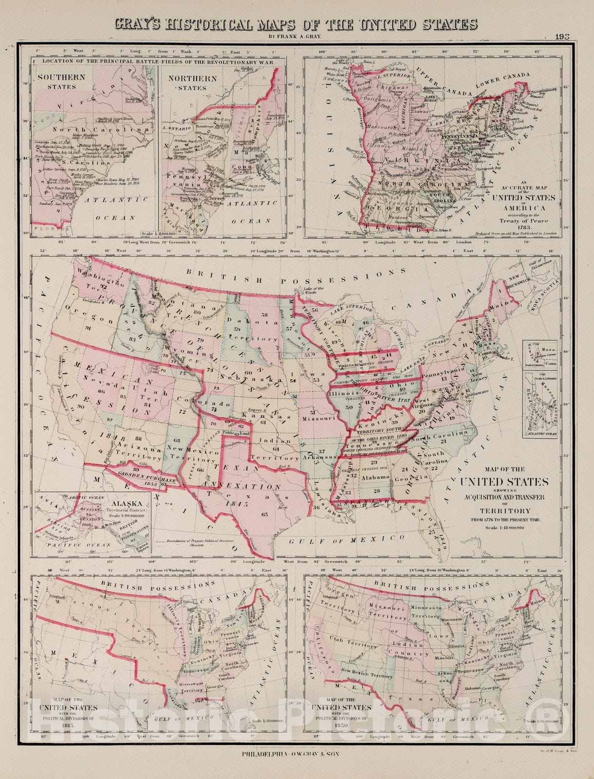 Historic Wall Map : Historical Maps of the United States, 1884 - Vinta ...