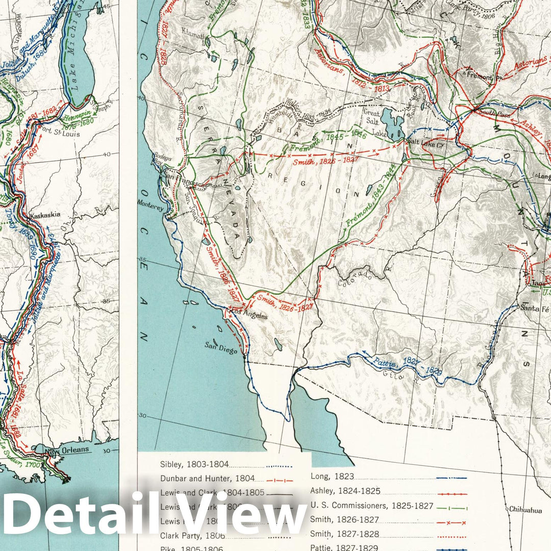 Historic Map - Historical Atlas Map, Plate 39. Explorers. French and A ...