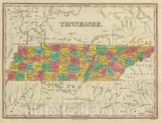 Historic Map : Classical Atlas Map, Tennessee. 1831 - Vintage Wall Art ...