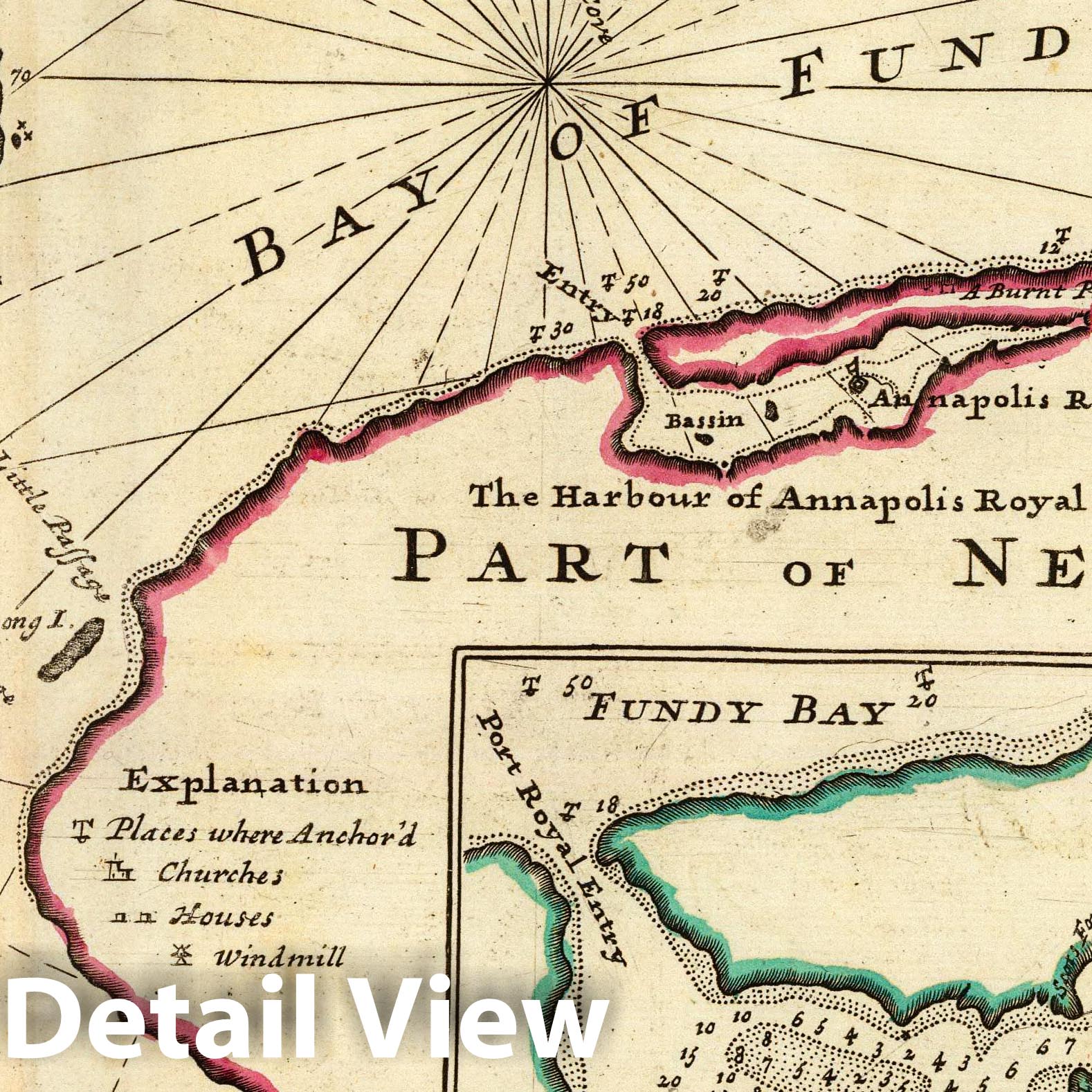 Historic Map - World Atlas Map, Bay of Fundy and harbour of Annapolis ...