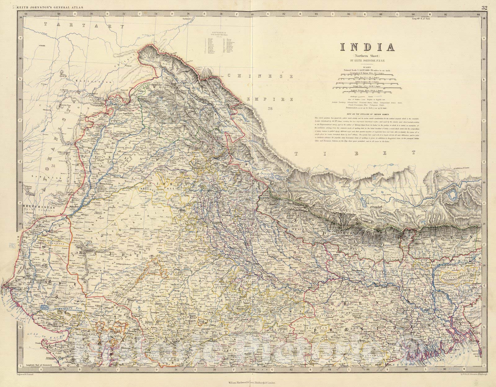 India Northern Sheet 1861 Keith Johnston Historical Map – Historic Pictoric