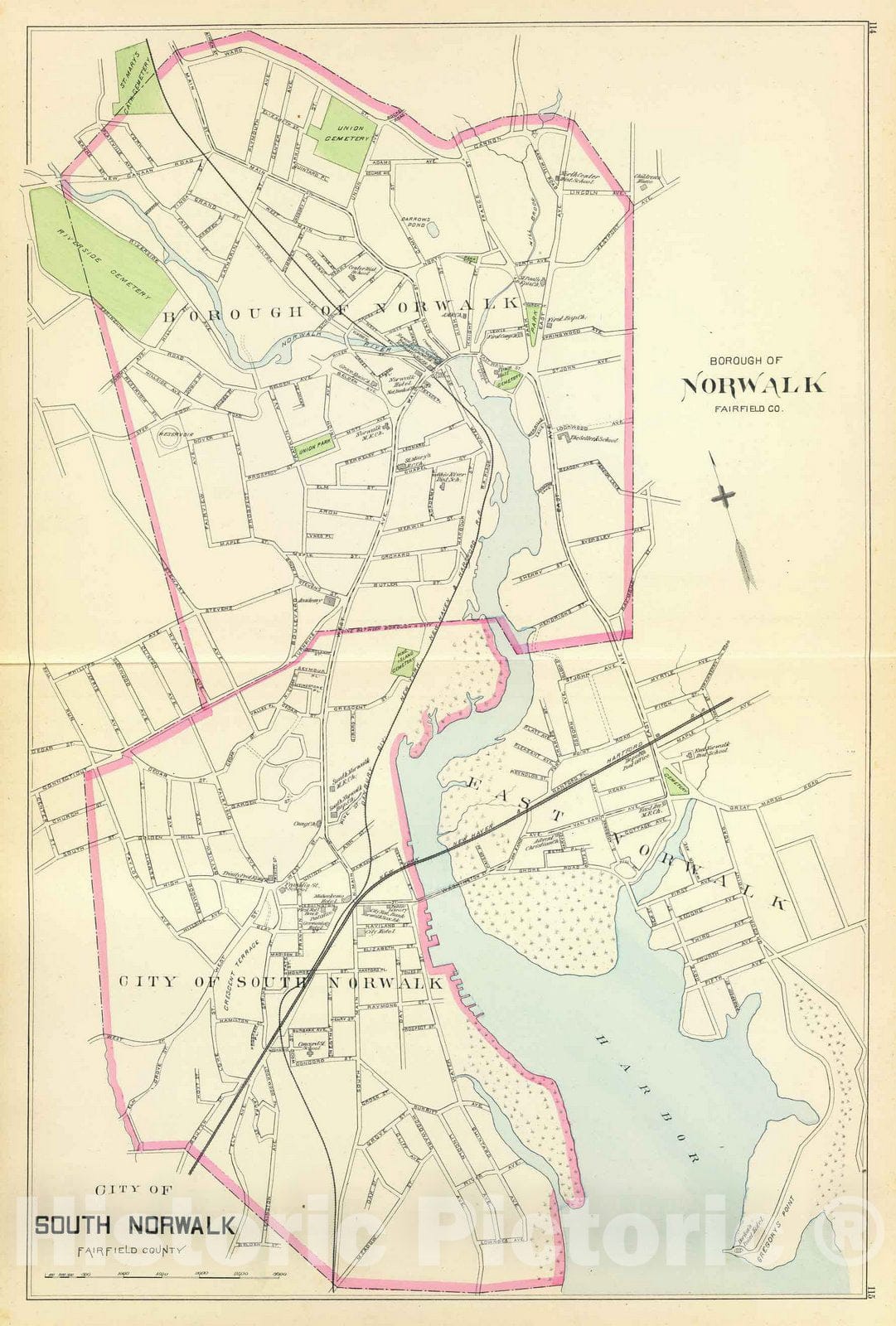 Historic Map : State Atlas Map, Norwalk, S. Norwalk. 1893 - Vintage Wa ...