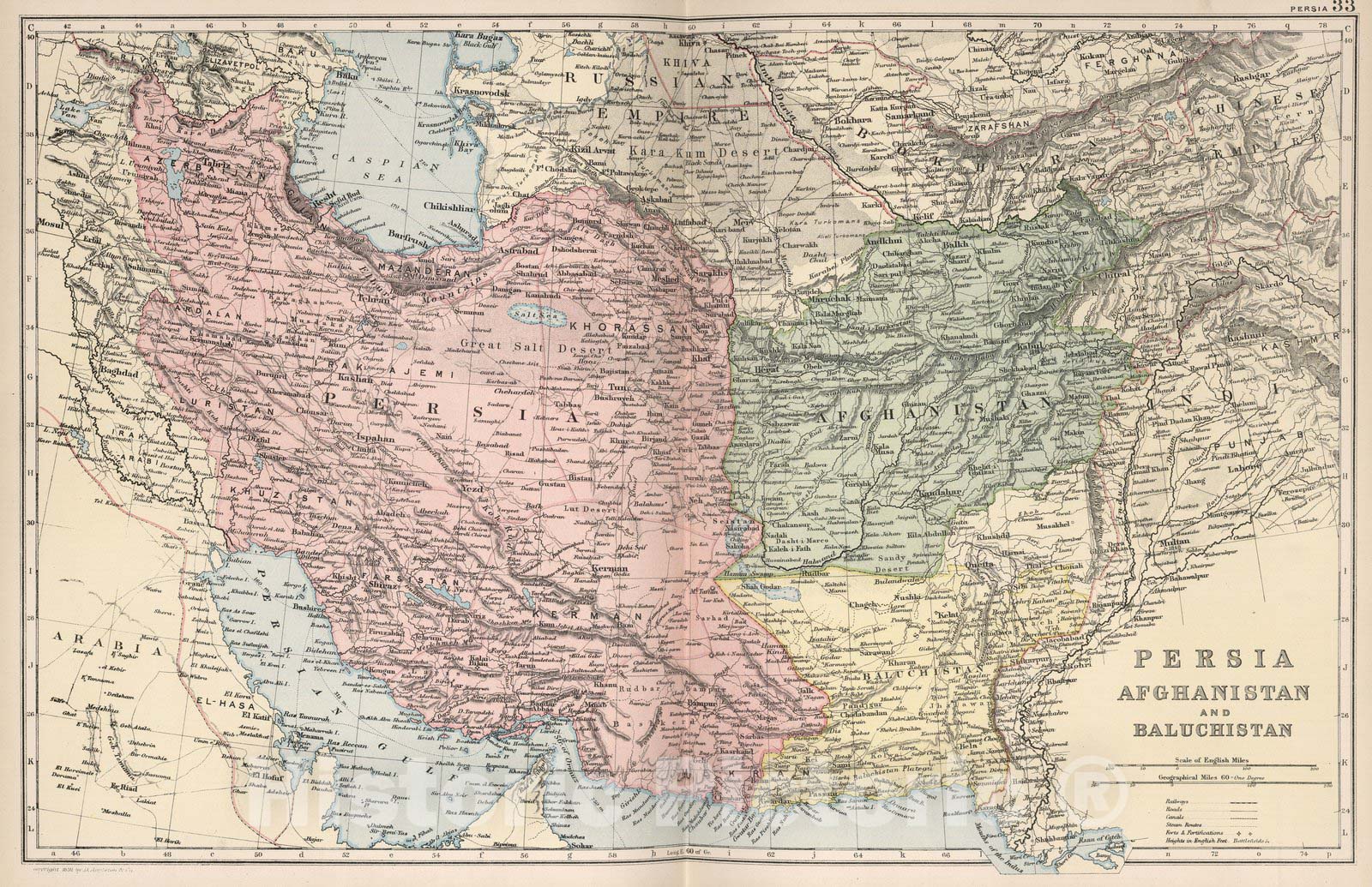 Historic Map : World Atlas Map, Persia, 33 1891 - Vintage Wall Art ...
