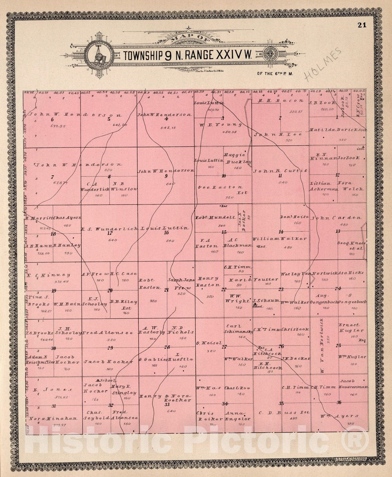 Historic Wall Map : Dawson County Nebraska, County Atlas Map, Township ...