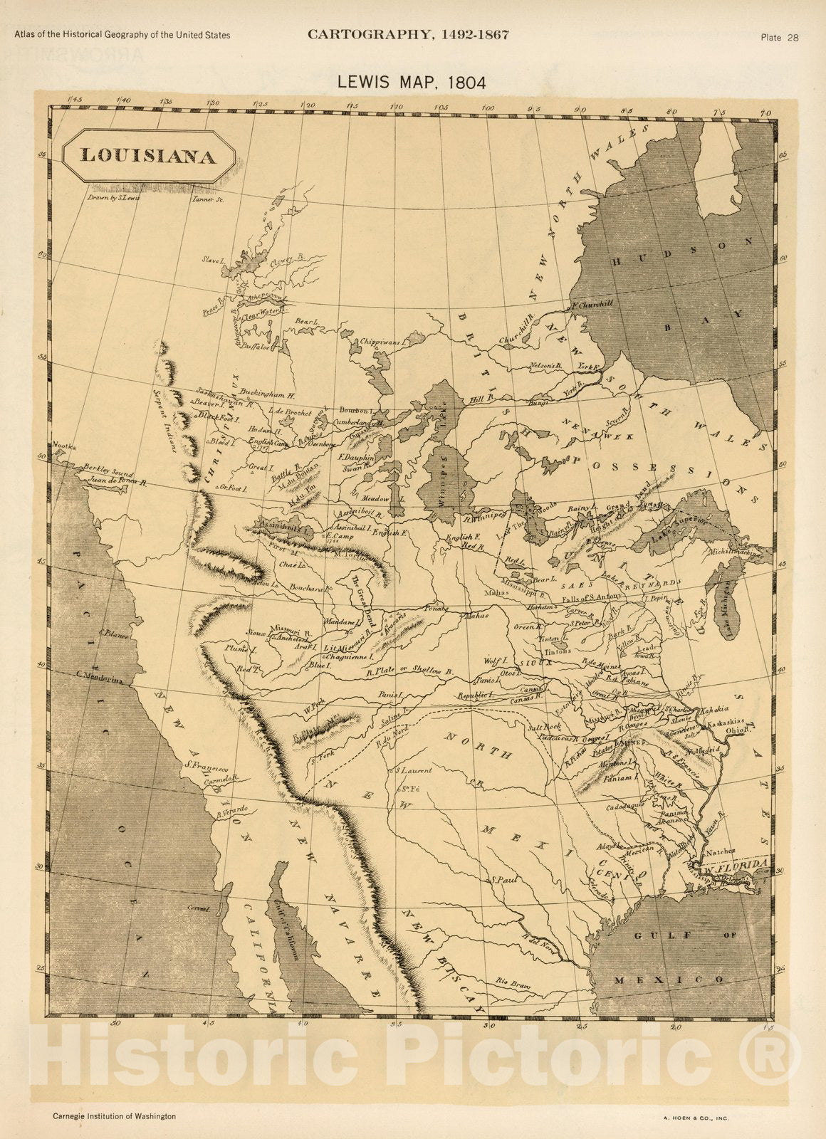 Historic Map : Plate 28. Facsimile Cartography 1492-1867. Lewis Map, 1 ...