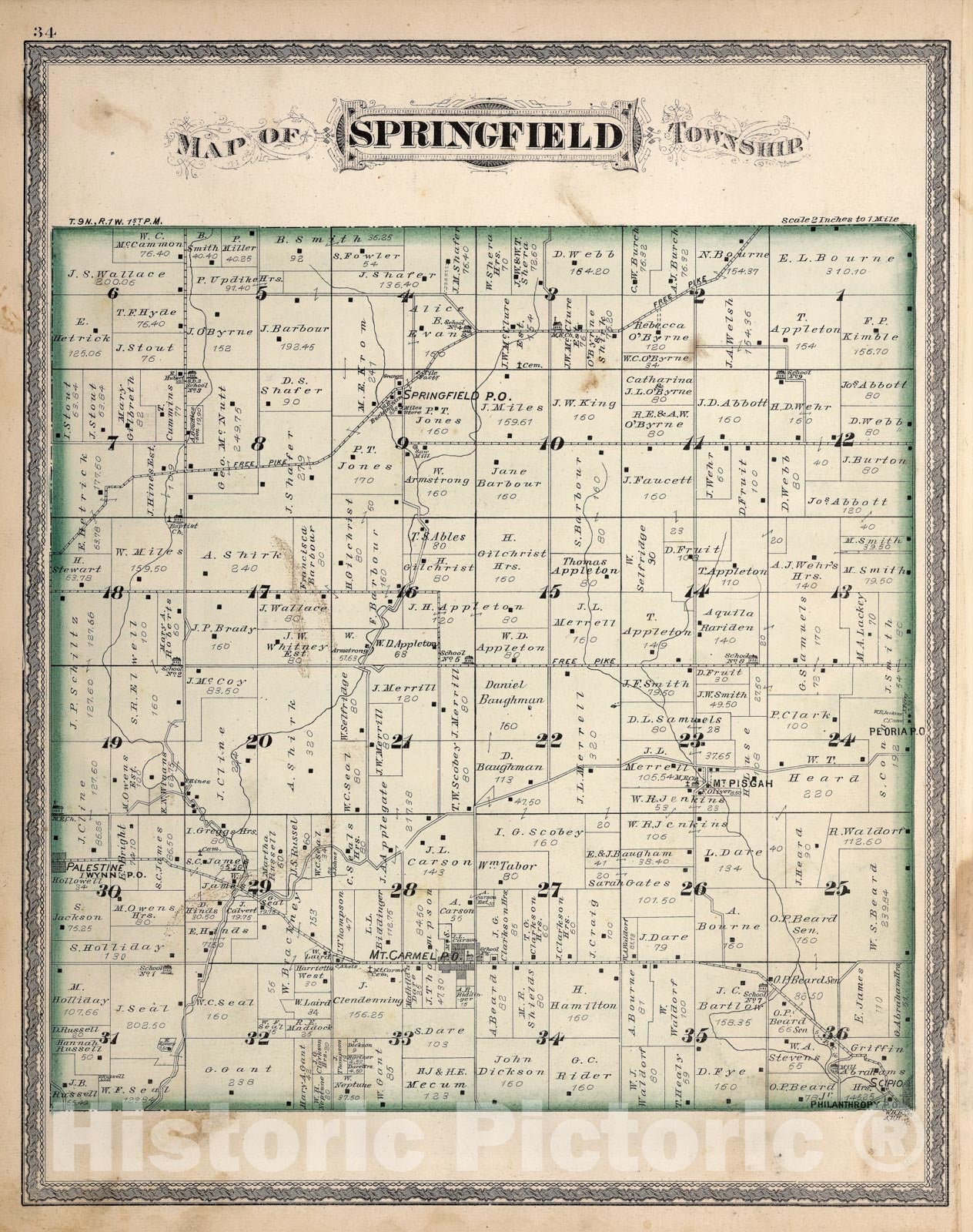 Historic Map - County Atlas Map, Springfield Township, Franklin County ...