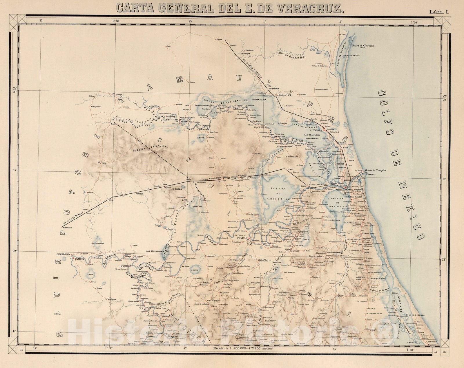 Historic Wall Map : Veracruz (Mexico), State Atlas Map, Lam. I. Carte ...