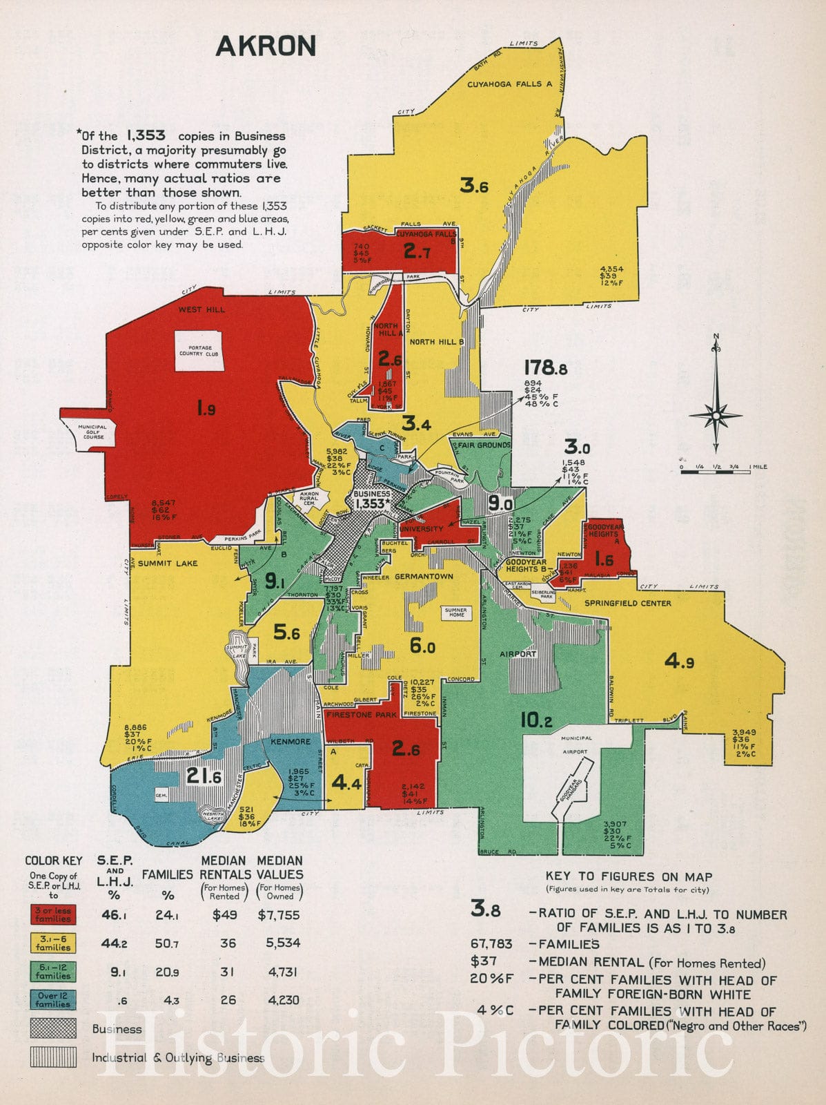 Historic Map : Akron. 1932 - Vintage Wall Art – Historic Pictoric