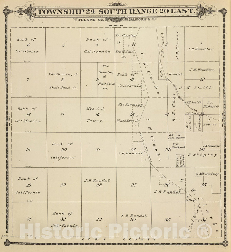 Historic Map : County Atlas Map, T.24S R.20E. 1892 - Vintage Wall Art ...