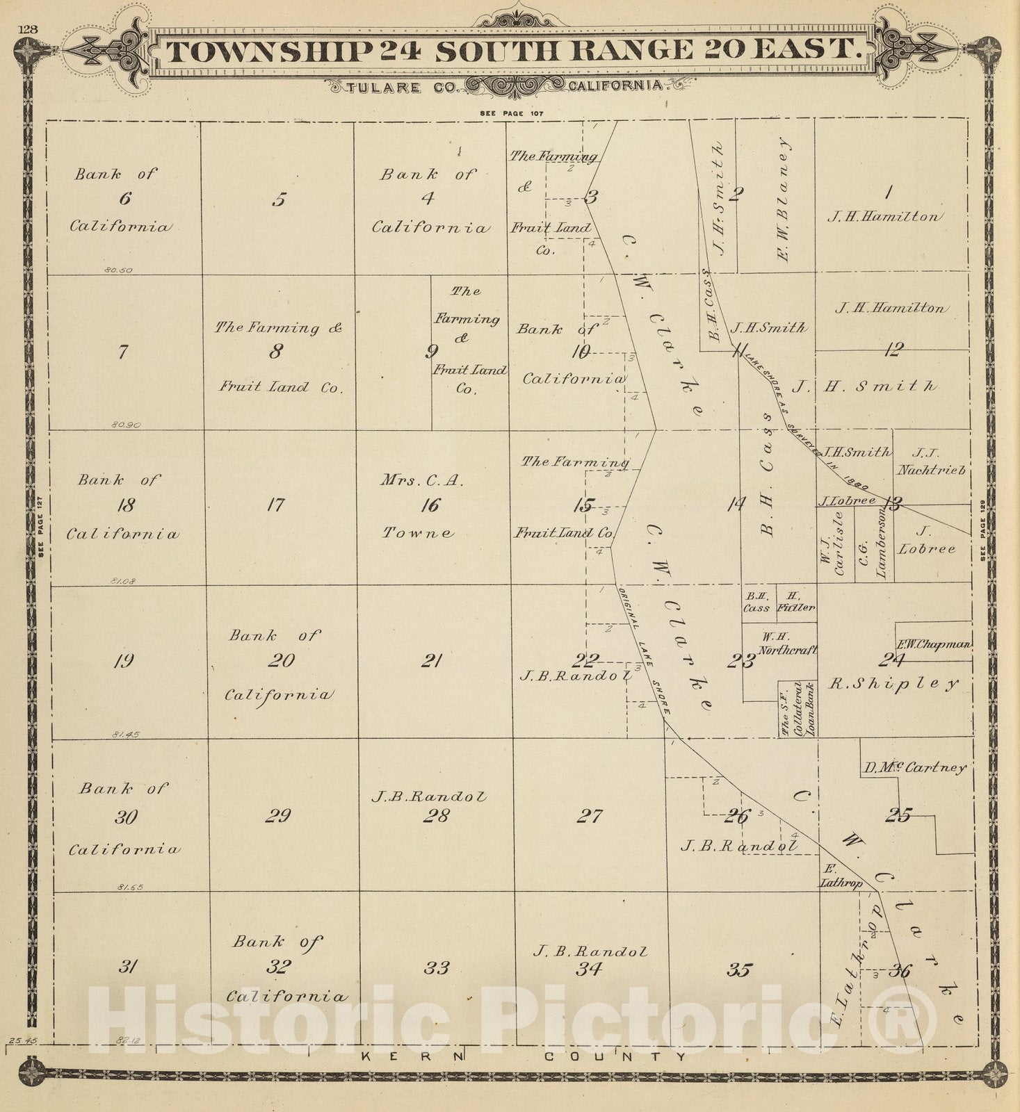 Historic Map : County Atlas Map, T.24S R.20E. 1892 - Vintage Wall Art ...