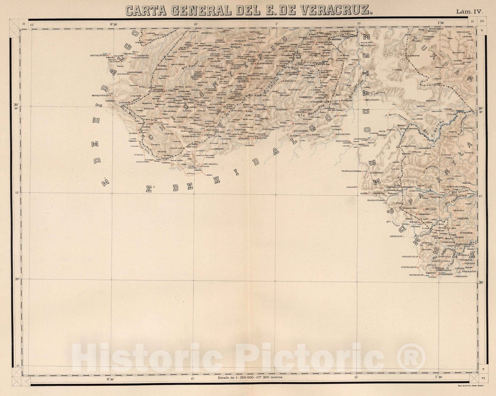 Historic Map : Veracruz (Mexico), State Atlas Map, Lam. IV. Carte Gene ...