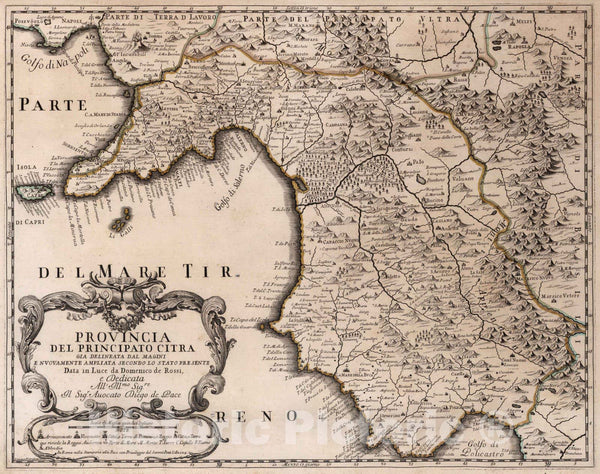 Historic Map : Italy, , EuropeProvincia del Principato Citra 1714 , Vi ...