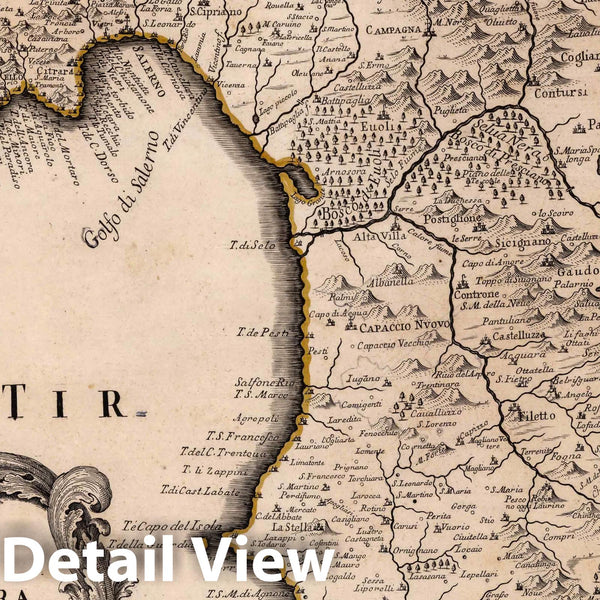 Historic Map : Italy, , EuropeProvincia del Principato Citra 1714 , Vi ...