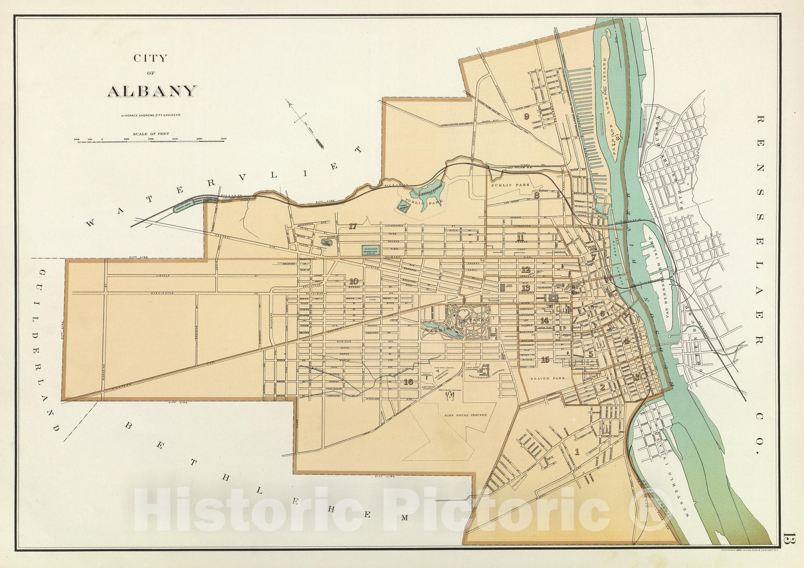 Historic Map : State Atlas Map, Albany. 1895 - Vintage Wall Art ...