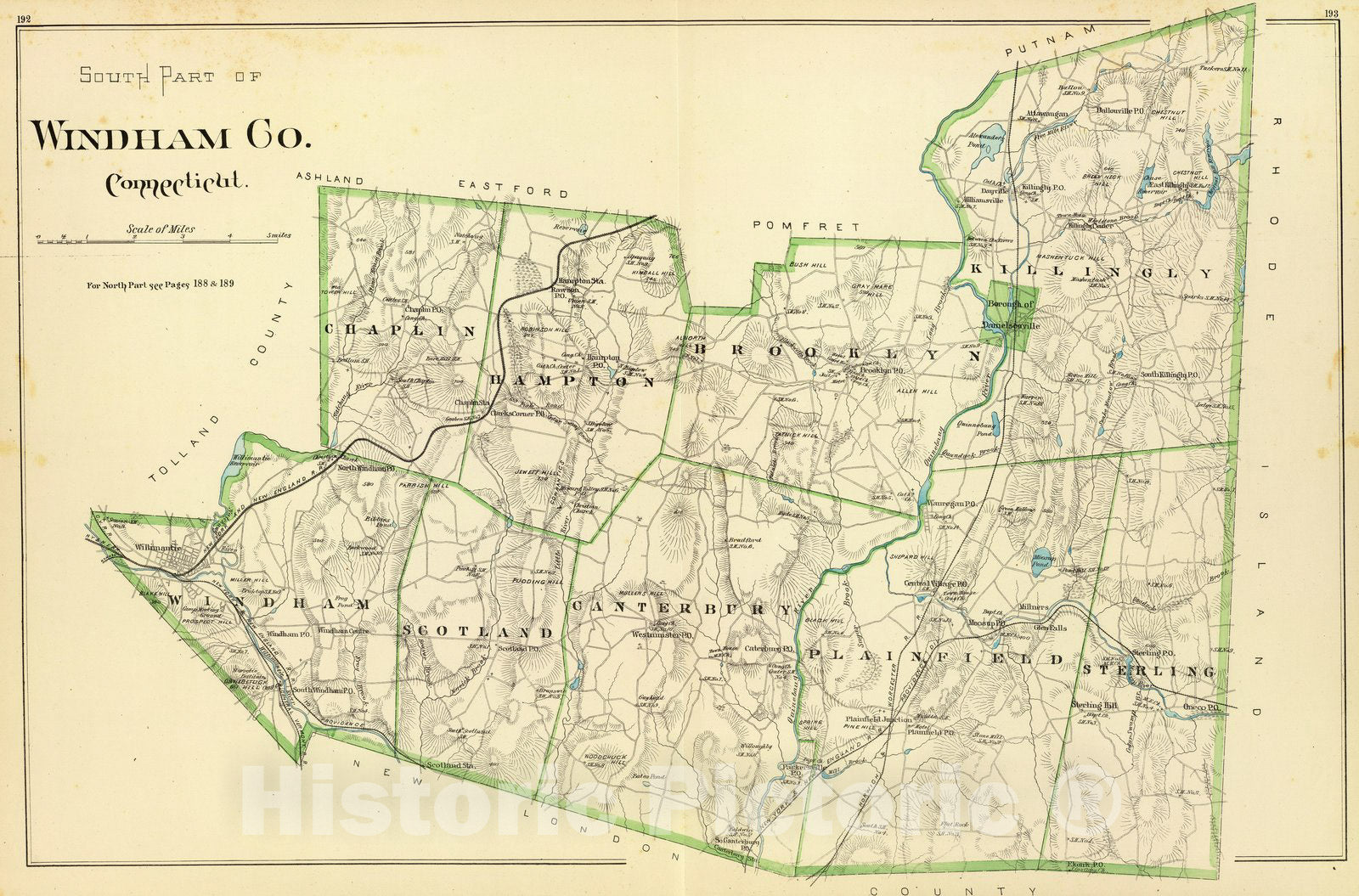Historic Map : State Atlas Map, Windham Co. S. 1893 - Vintage Wall Art ...