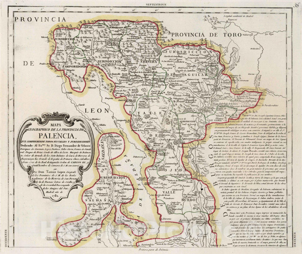 Historic Map : Spain, 36. Mapa geographico de la provincia de Palencia ...