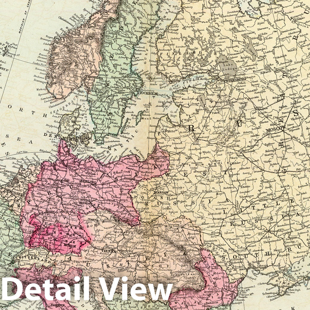 Historic Map : Europe. 1874 - Vintage Wall Art - Historic Pictoric