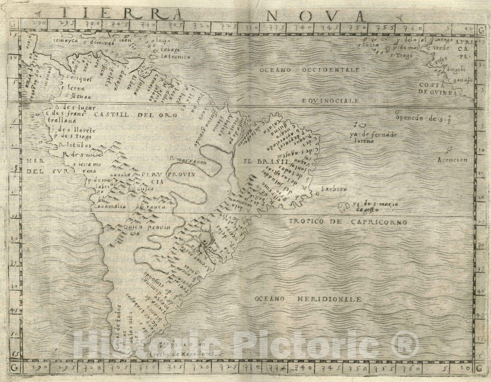 Historic Wall Map : World Atlas Map, Tierra Nova 1548 - Vintage Wall A ...
