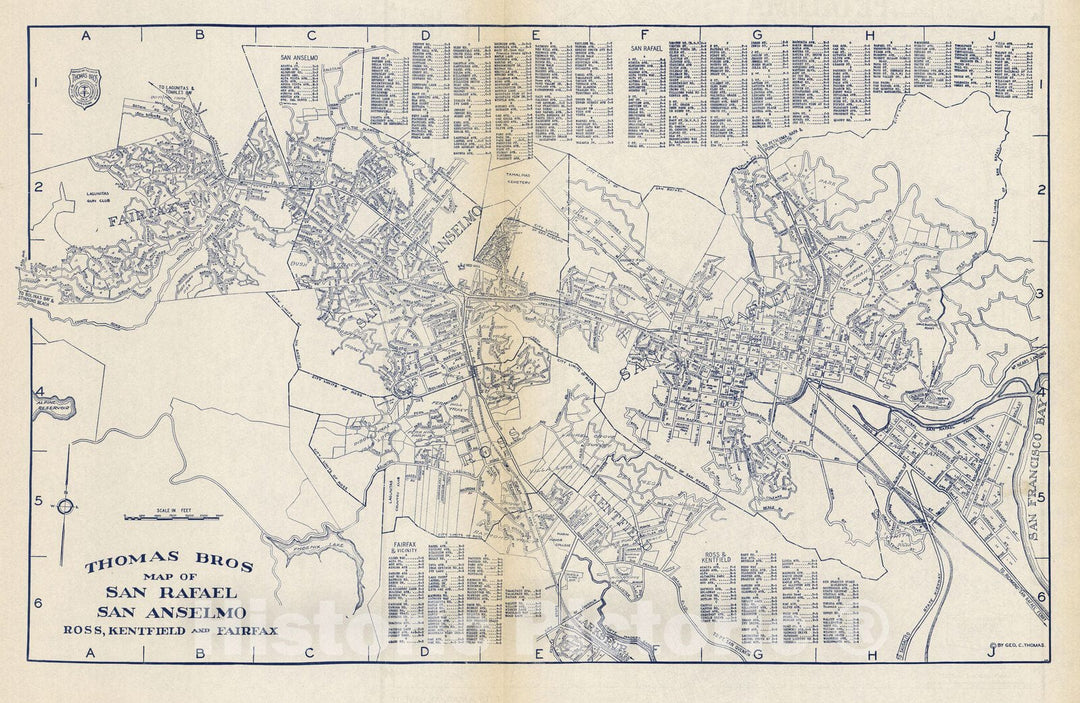 Historic Map : Thomas Bros Map of San Rafael, San Anselmo, Ross, Kentf ...
