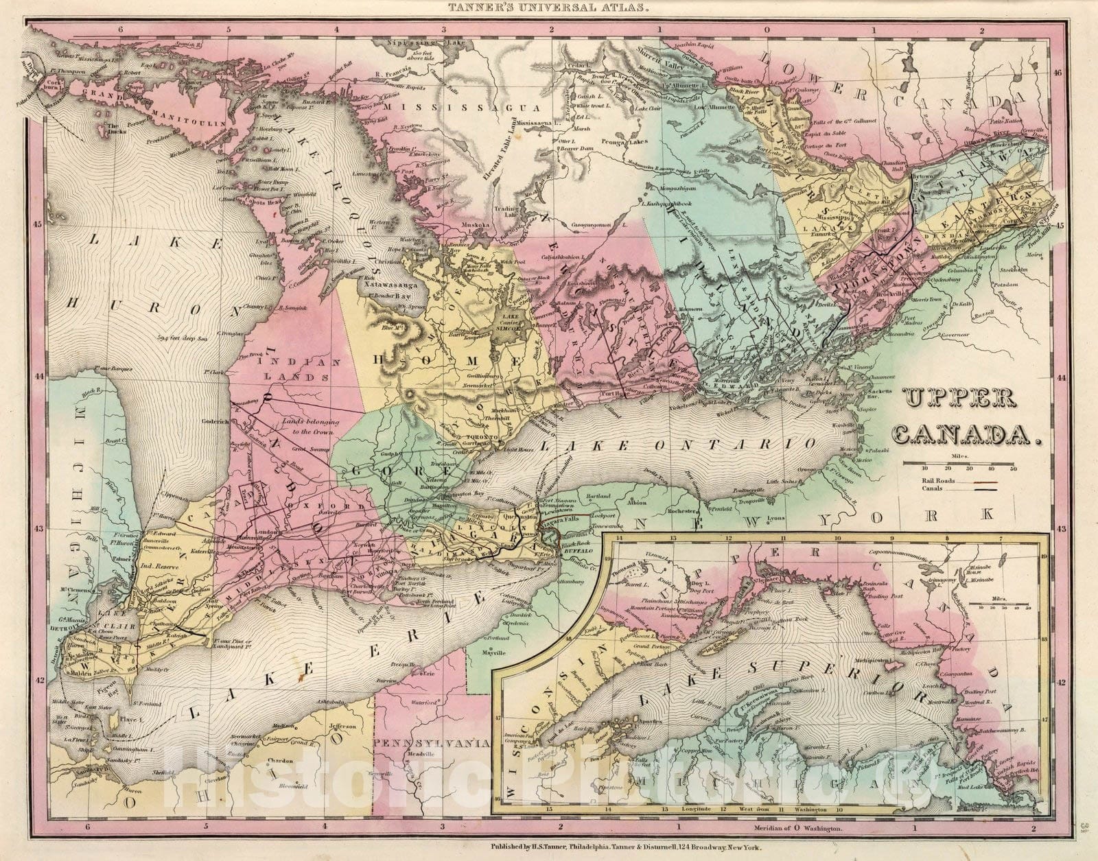 Upper Canada 1836 Historical Map Print | Tanner Atlas – Historic Pictoric