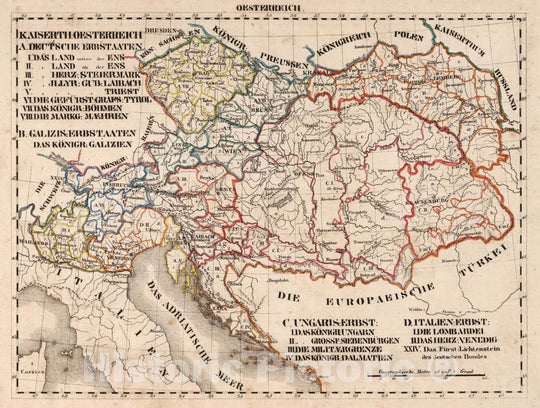 Historic Map : Germany, V.3:11-15:XI:1 Oesterreich 1828 , Vintage Wall ...