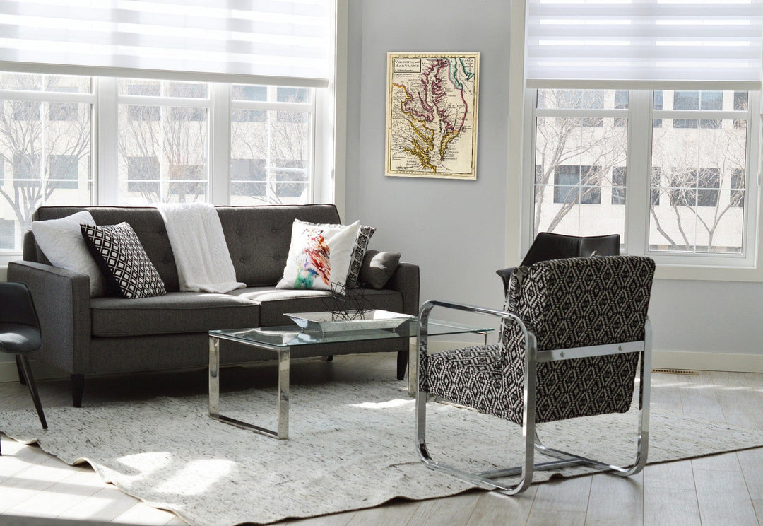 Historic Map : World Atlas Map, Virginia and Maryland. 1736 - Vintage ...