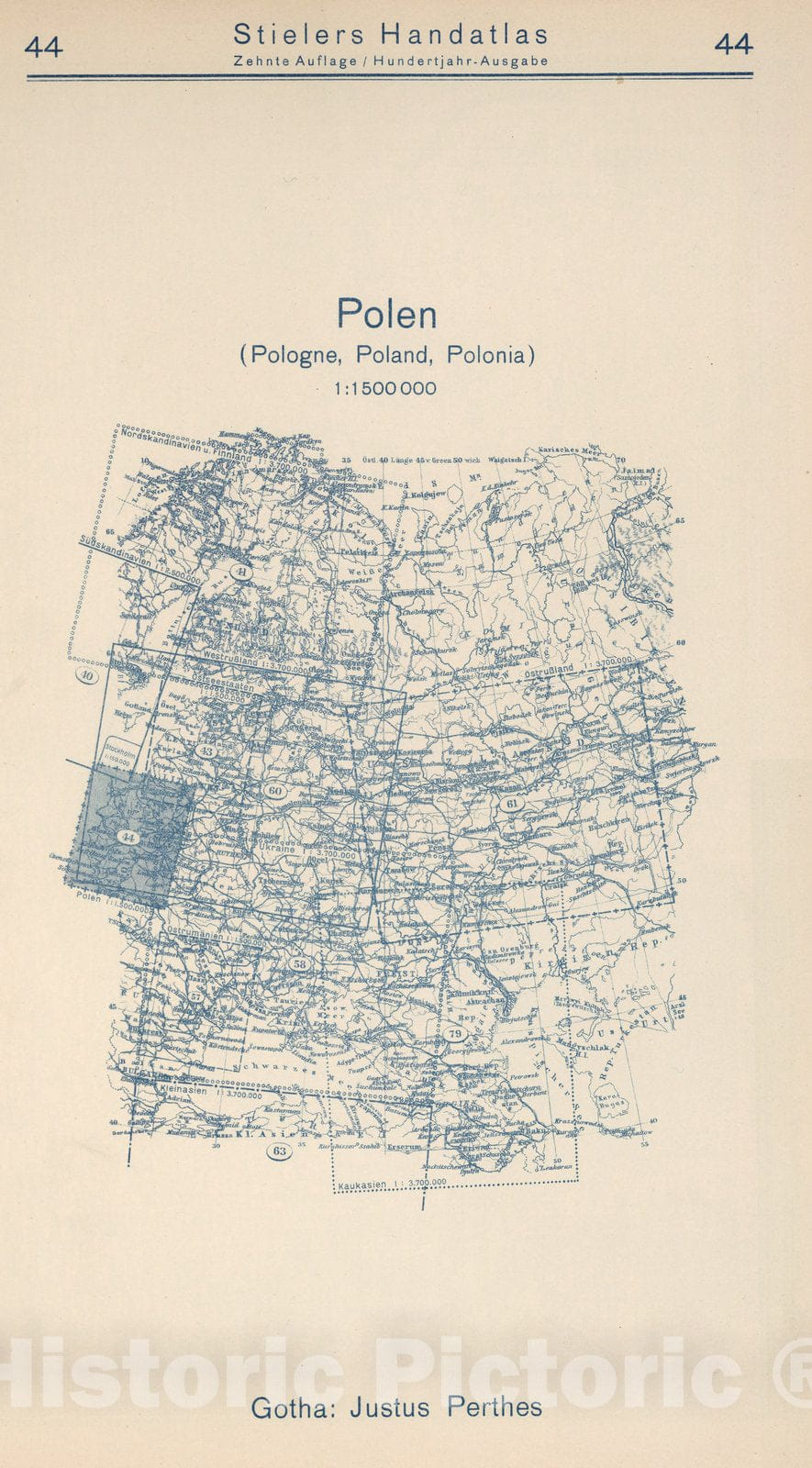 Historic Map : Index Map: 44. Polen. Poland, 1925 - Vintage Wall Art ...