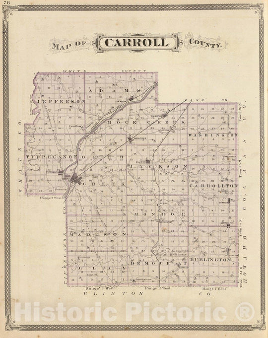 Historic Map : Map of Carroll County, 1876 - Vintage Wall Art ...