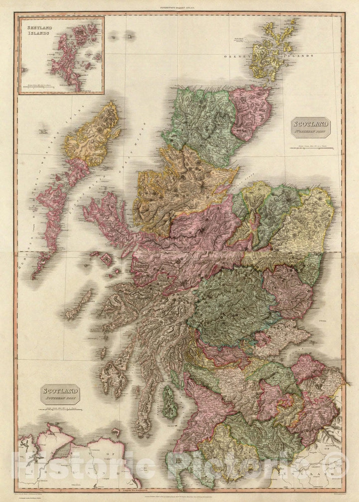Historic Wall Map : World Atlas Map, Composite: Scotland. 1811 - Vinta ...