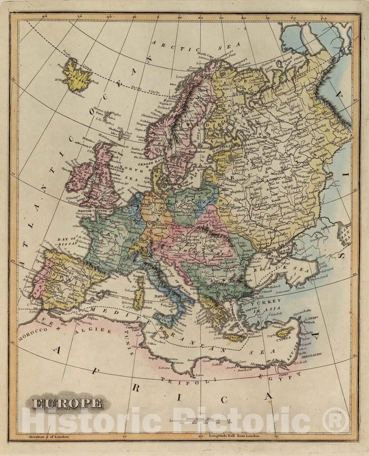 Historic Map : World Atlas Map, Europe. 1823 - Vintage Wall Art ...