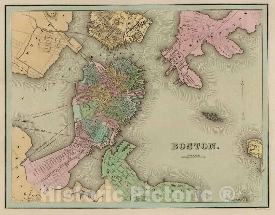 Historic Map : Boston. 1838 - Vintage Wall Art – Historic Pictoric