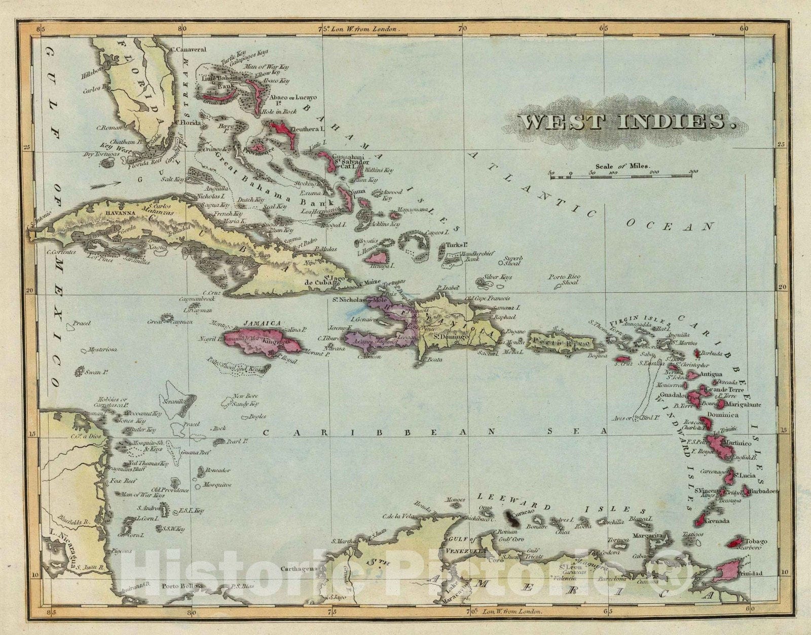 Historic Map : World Atlas Map, West Indies. 1823 - Vintage Wall Art ...