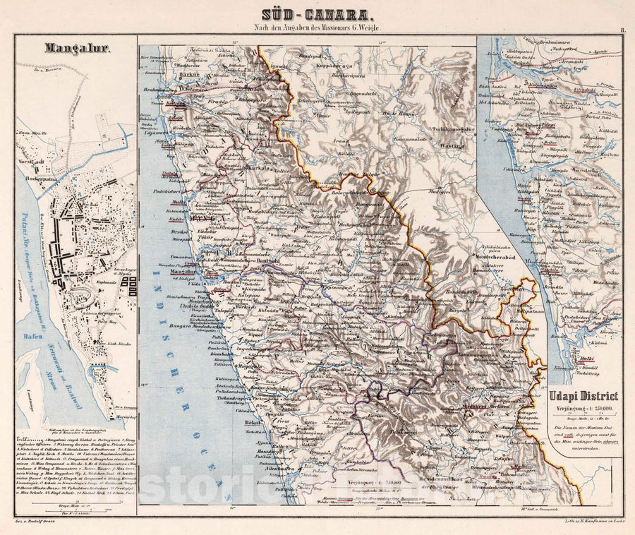 Historic Map : Religious Atlas Map, Sued-Canara. (South Kanara, India ...