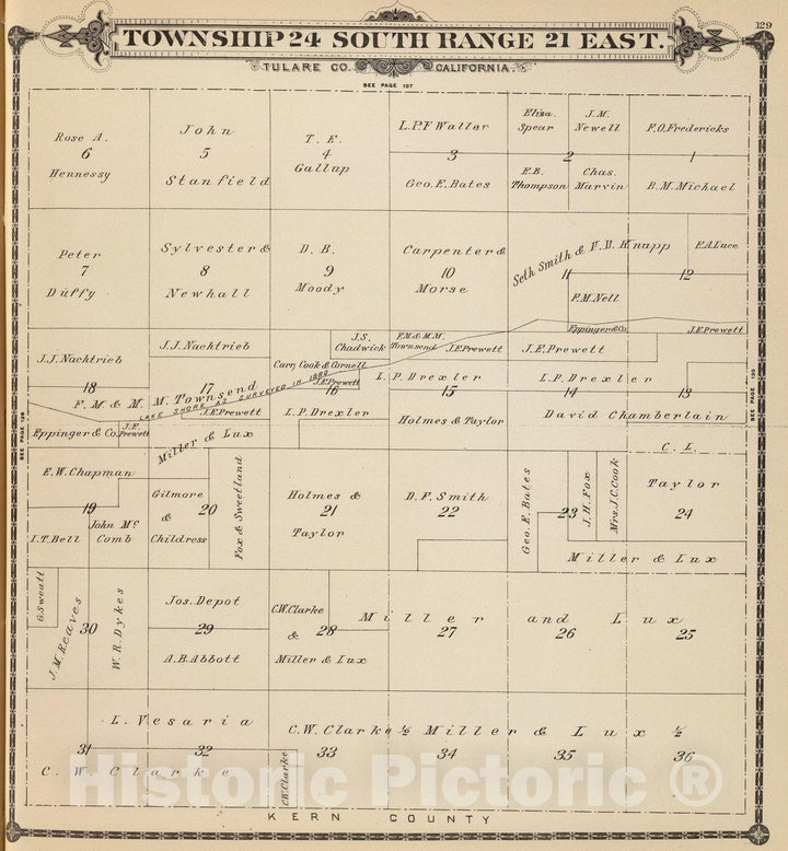 Historic Wall Map : County Atlas Map, T.24S R.21E. 1892 - Vintage Wall ...