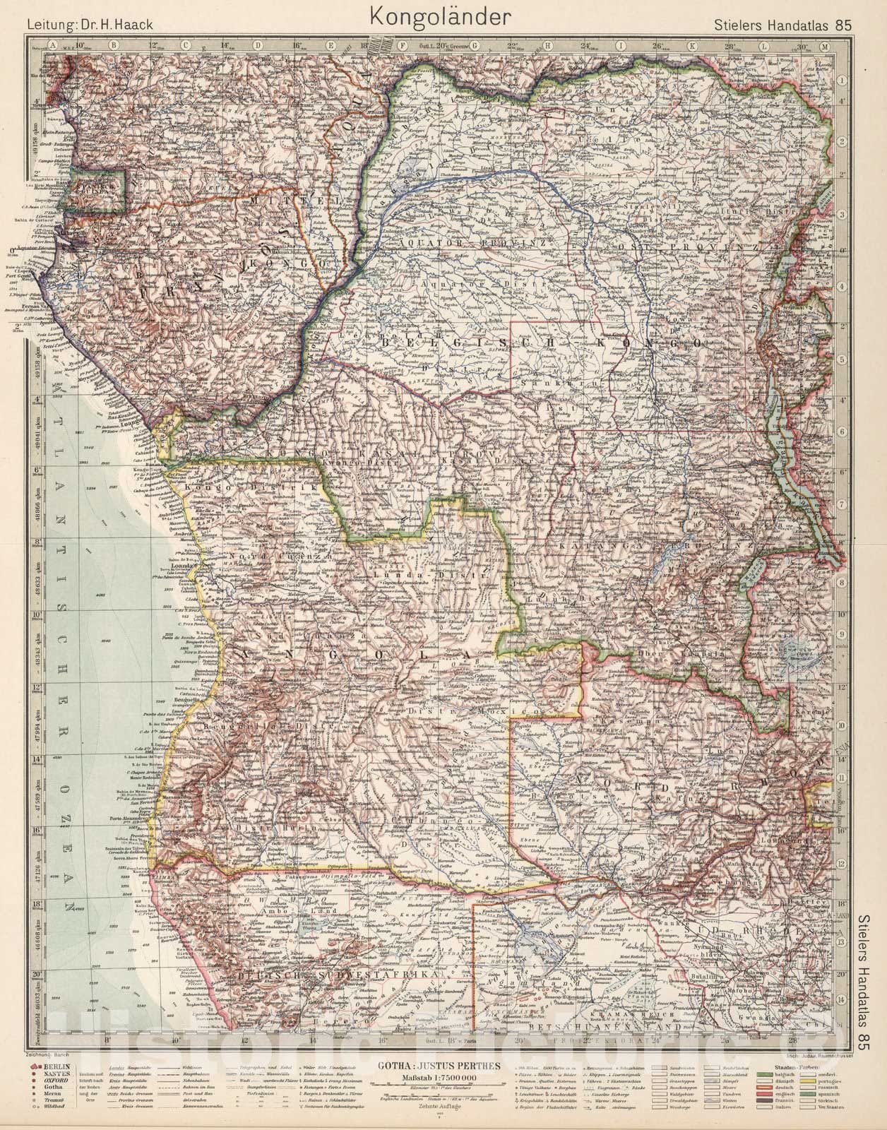 Historic Map : Angola,85. Kongolander. The Congo-Lands. 1925 , Vintage ...