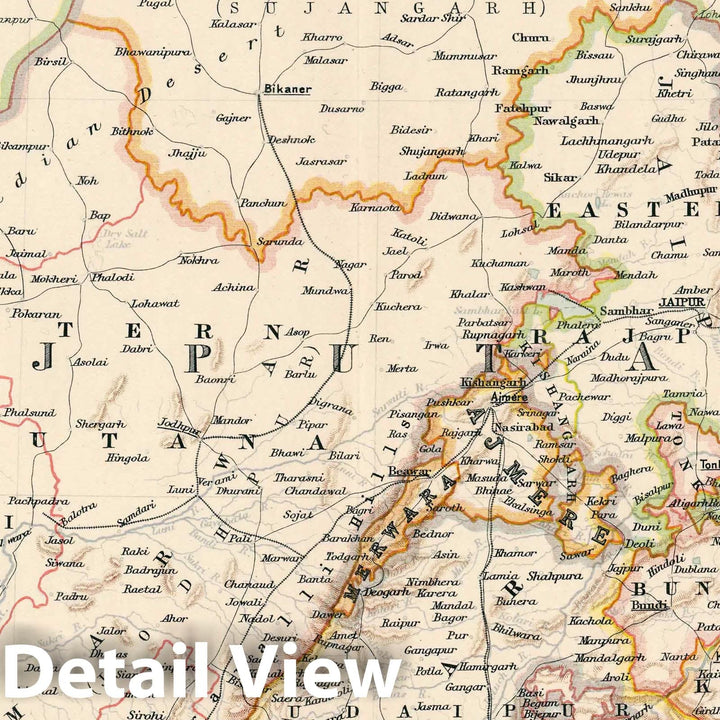 Historic Map : India, 5: Rajputana and Ajmere-Merwara 1894 , Vintage W ...