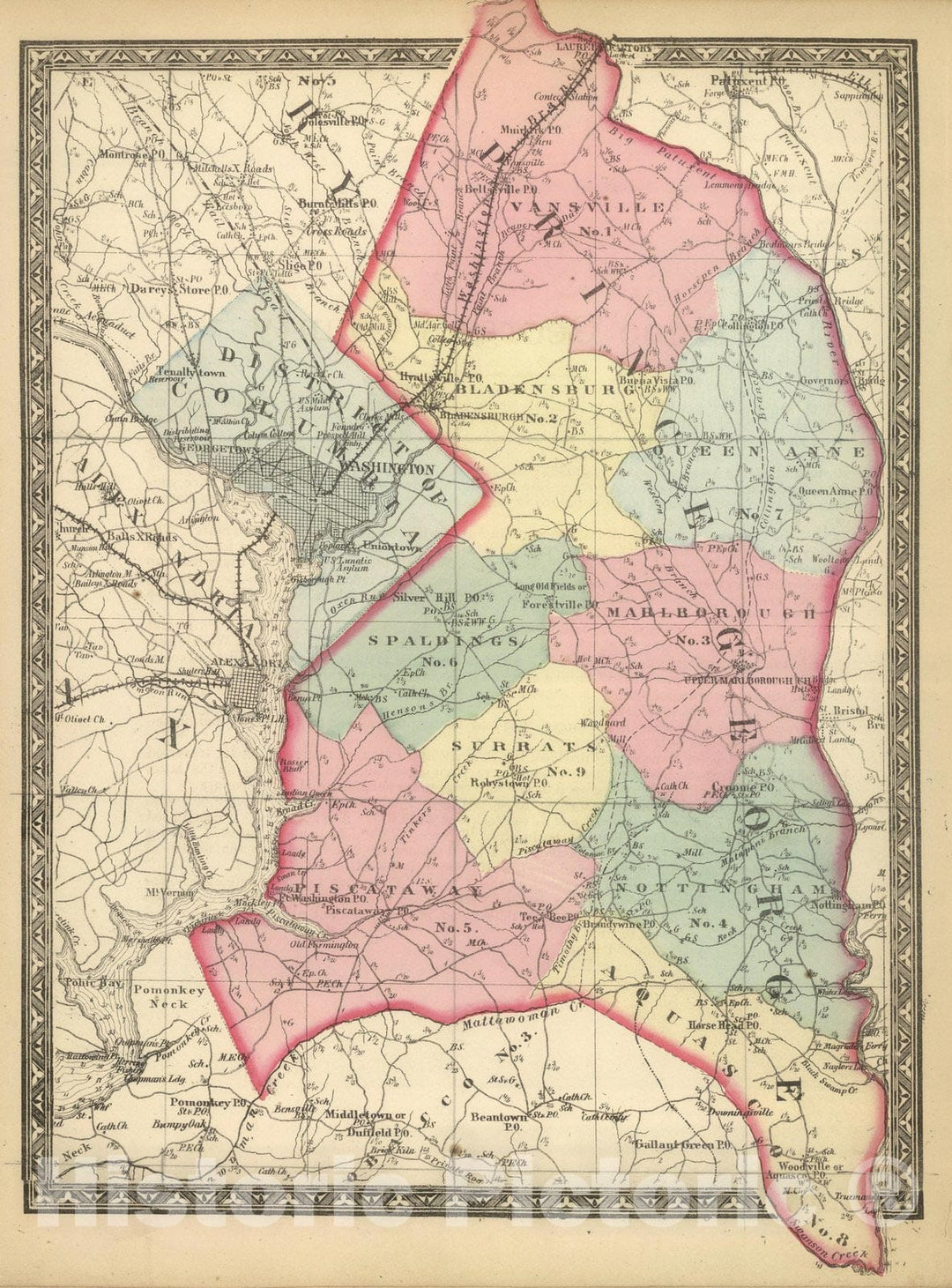 Historic Map : State Atlas Map, Prince George's. 1866 - Vintage Wall A ...
