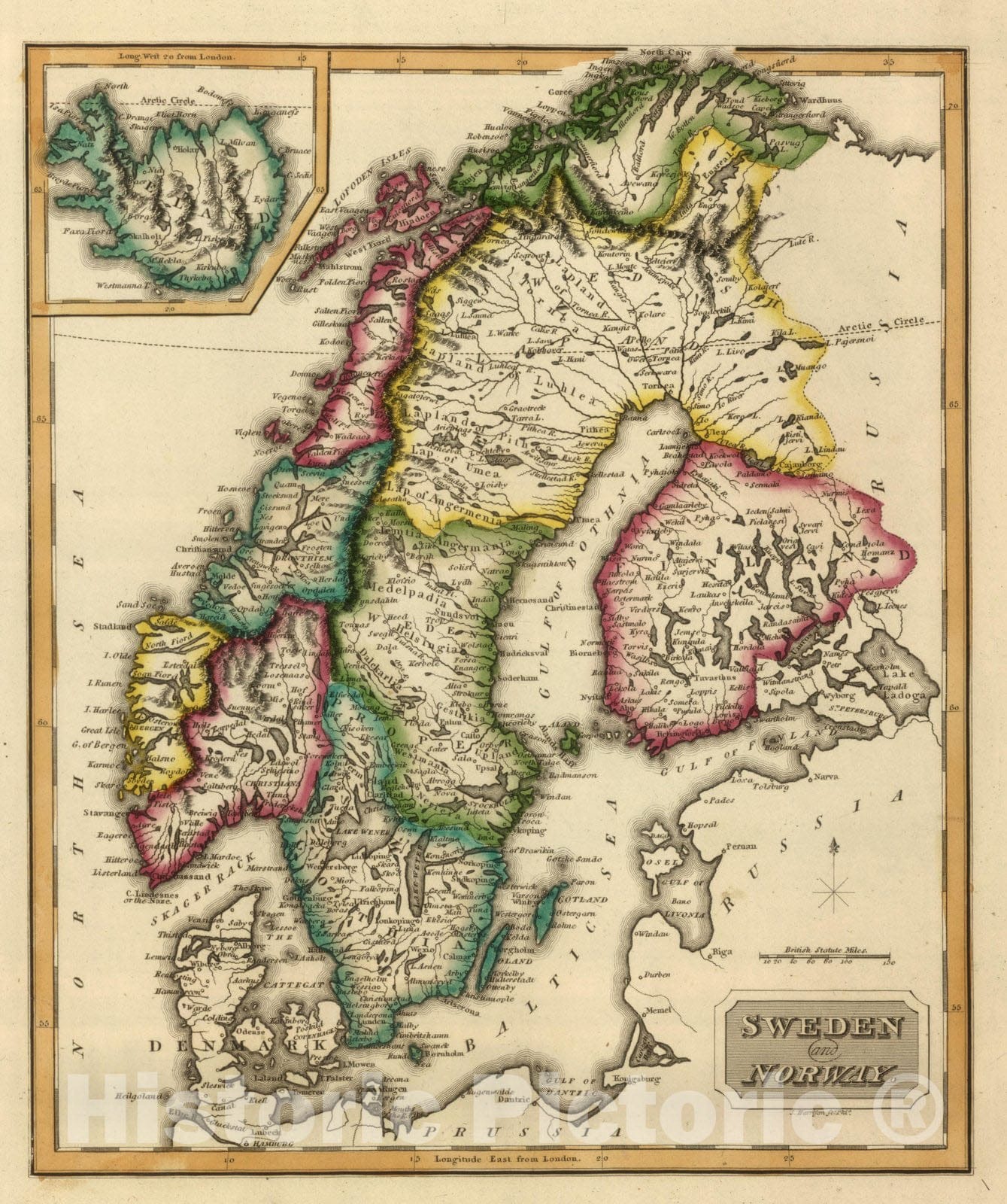 Historic Map : World Atlas Map, Sweden and Norway. 1822 - Vintage Wall ...