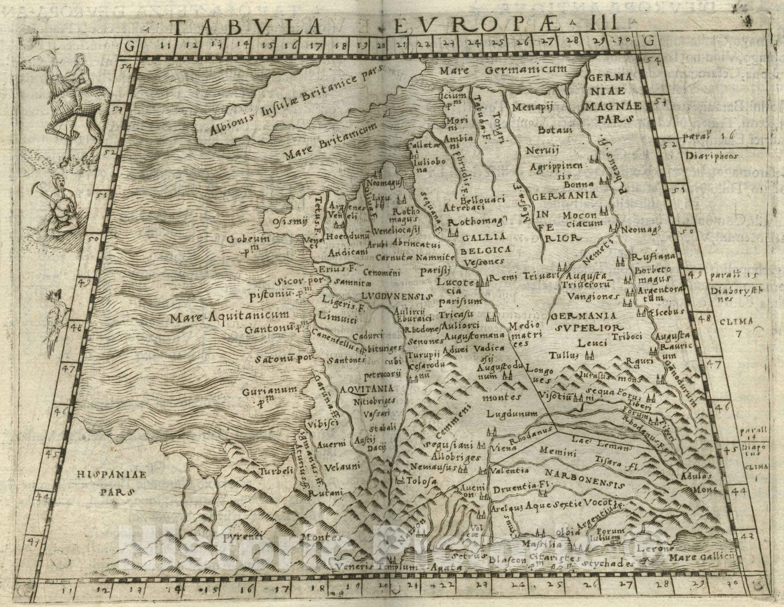 Historic Map : France, , EuropeTabula Europae III 1548 , Vintage Wall ...