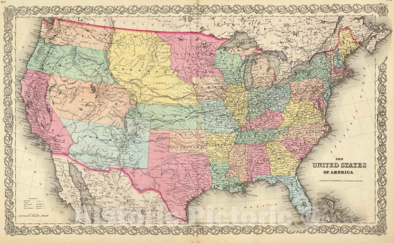 Historic Map : World Atlas Map, The United States of America. 1856 - V ...