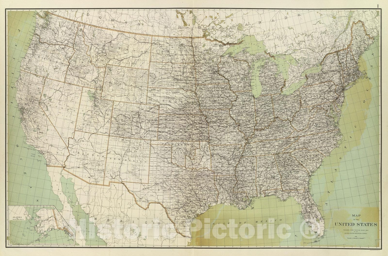 Historic Map : State Atlas Map, United States. 1895 - Vintage Wall Art ...