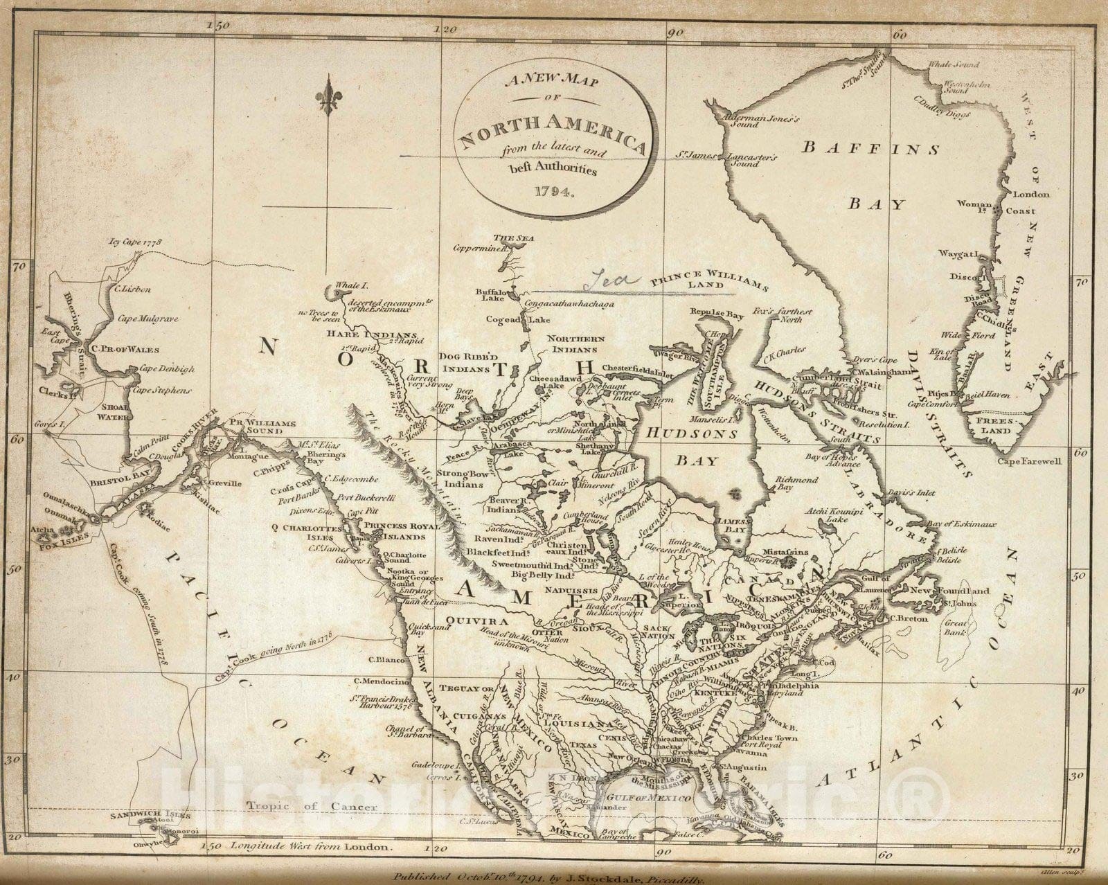 Historic Map : New Map of North America, 1794 - Vintage Wall Art ...